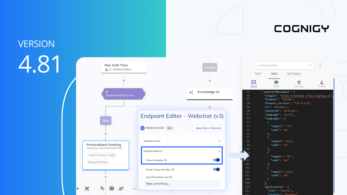Enriched Webchat Metadata, SaaS Health Monitoring, and More with Cognigy.AI v4.81